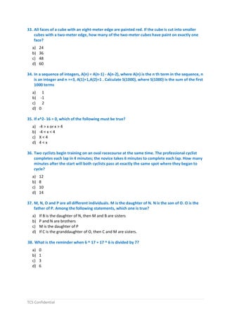 TCS - sample questions | PDF