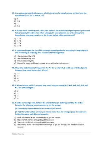 TCS - sample questions | PDF
