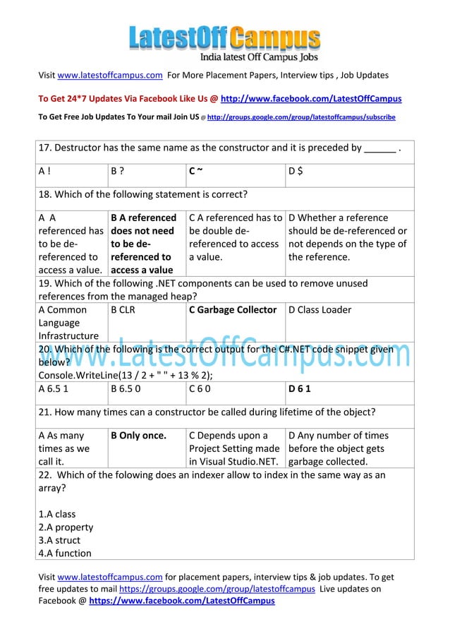 Tcs sample technical placement paper level i | PDF