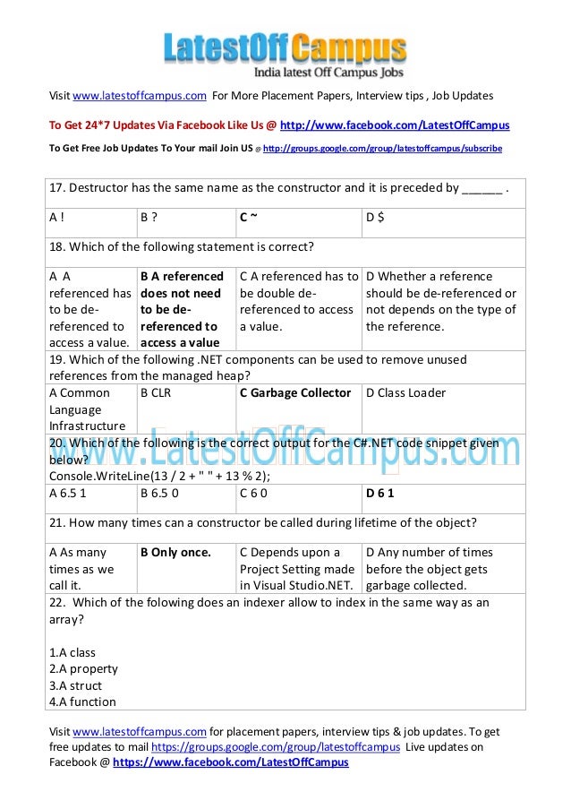 Tcs Sample Technical Placement Paper Level I 