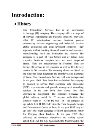 Tcs stock analysis report shubham jain 2038 | DOCX