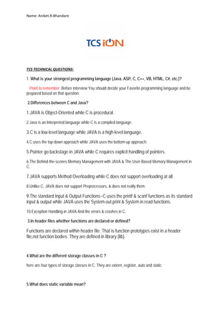 Tcs NQTExam technical questions | PDF