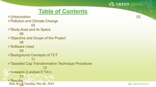 Tasseled Cap transformation Technique in ArcGIS | PPTX