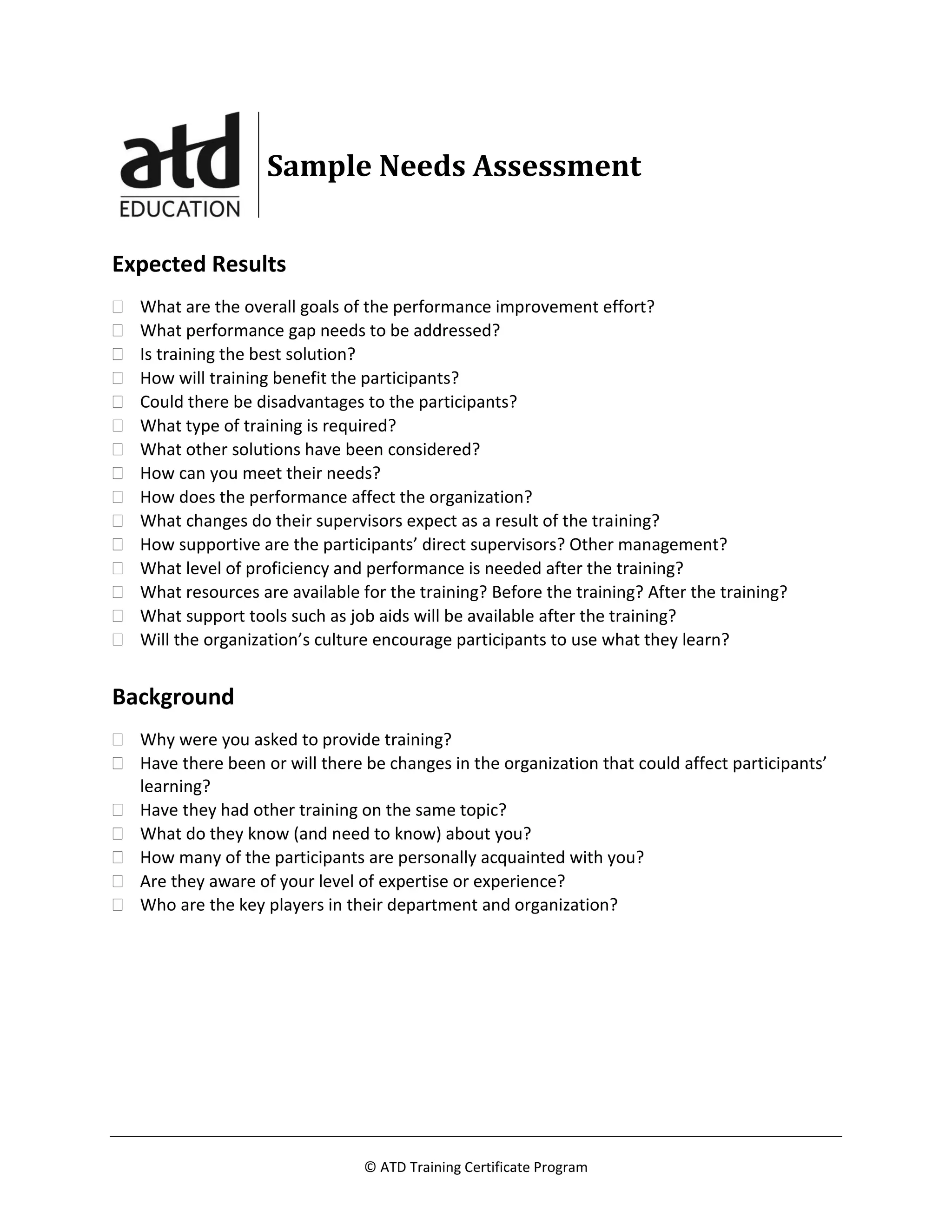 Tc tools sample_needs_assessment | PDF | Resume Writing and Advice ...
