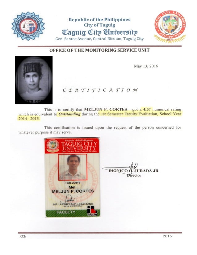 TCU EVALUATION FACULTY TCU Taguig City 1st Semester 2014-2015 | PDF