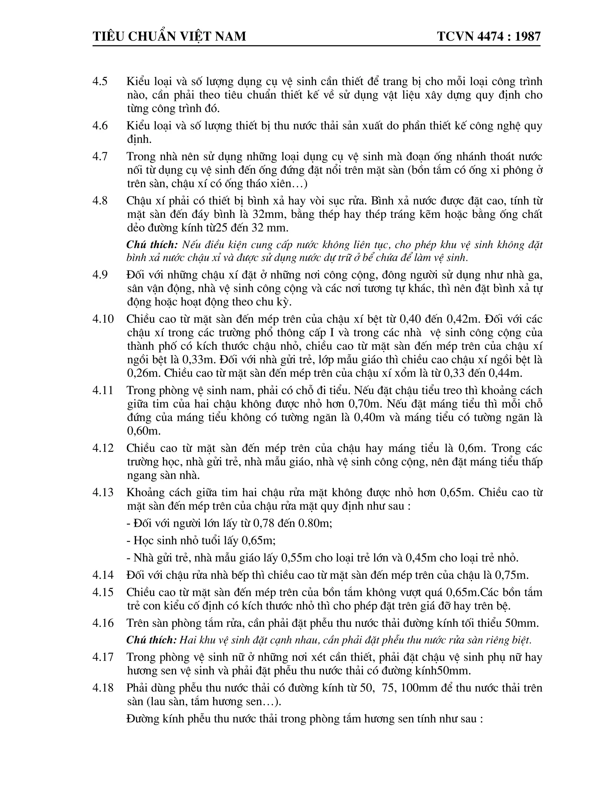 Tcvn4474 1987 thoat nuoc ben trong- tieu chuan thiet ke | PDF