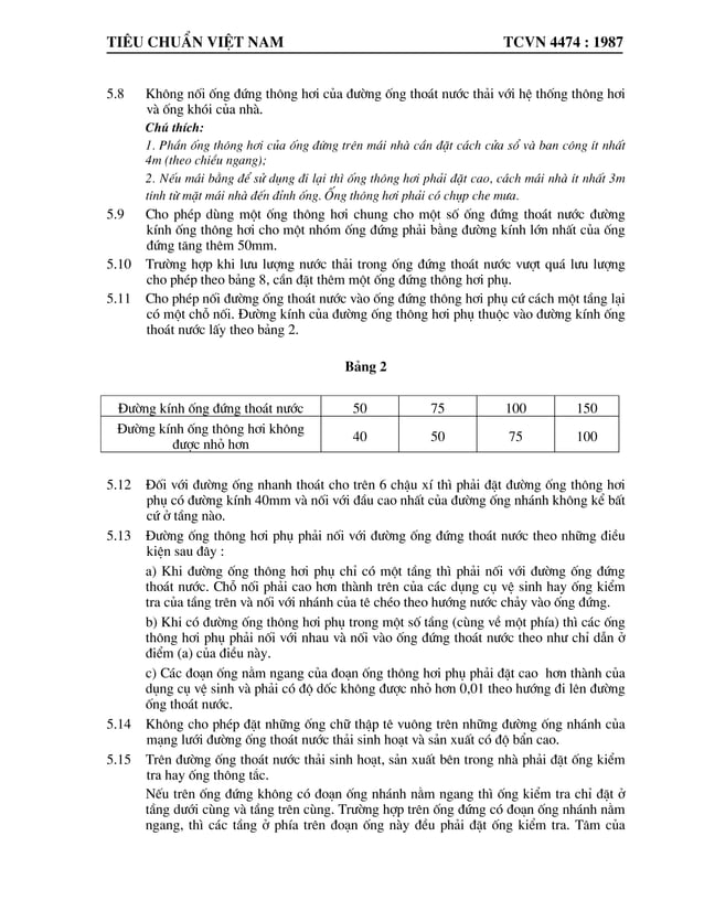 Tcvn4474 1987 thoat nuoc ben trong- tieu chuan thiet ke | PDF