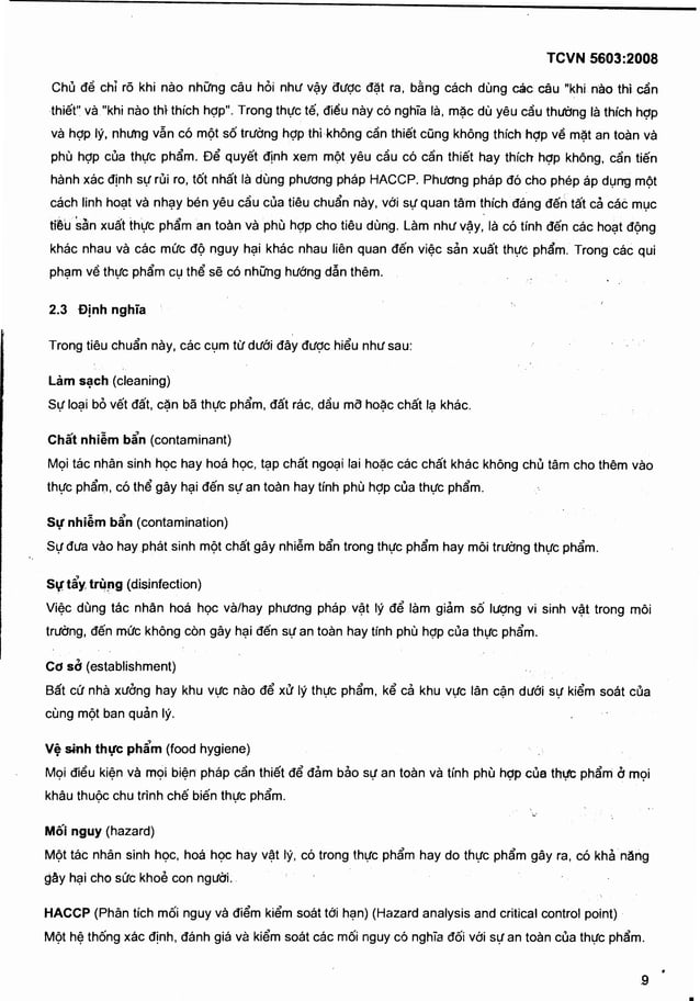 TIÊU CHUẨN QUỐC GIA TCVN 5603-2008 - Quy chuẩn thực hành về những nguyên tắc chung đối với vệ ...