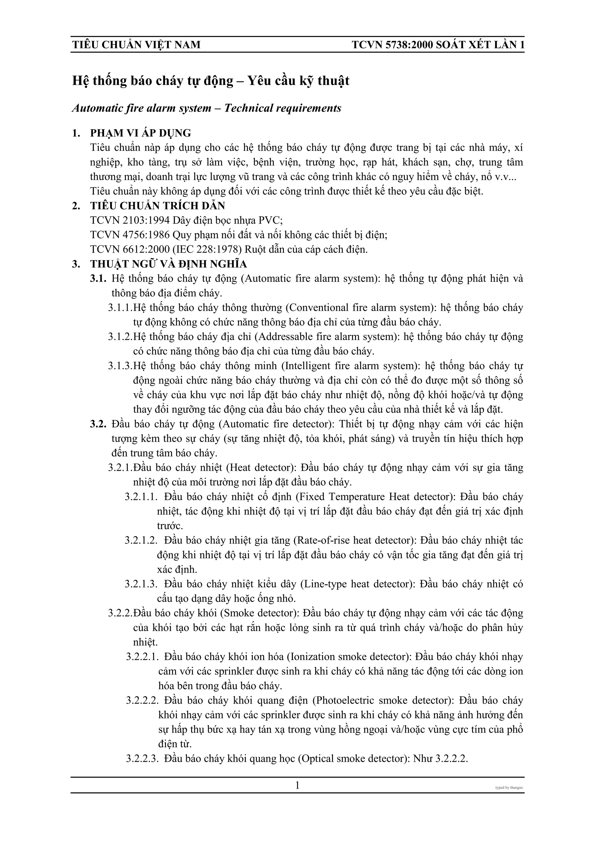 Tcvn 5738 2000 - he thong bao chay tu dong | PDF