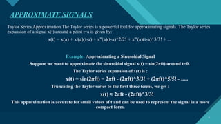 application of taylor series in signal processing | PPT