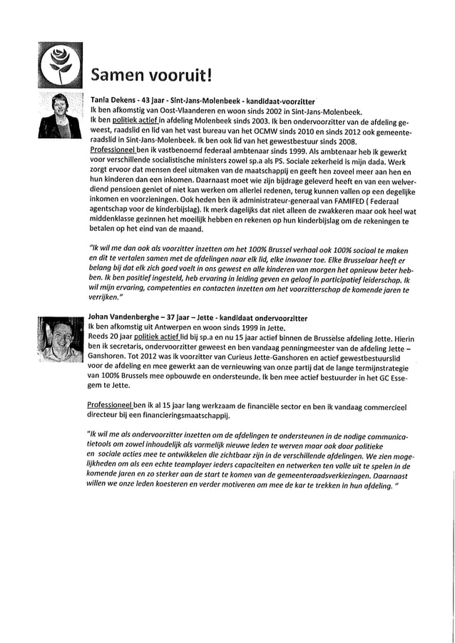 Tania Dekens en Johan vandenberghe, kandidaat voorzitter en ...