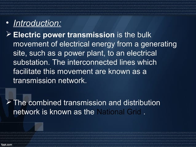 Transmission and Distribution of Electric Power system | PPT