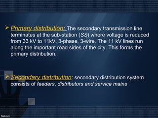 Transmission and Distribution of Electric Power system | PPT