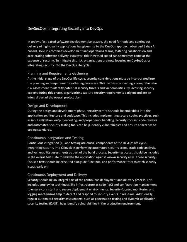 Devsecops Integrating Security Into Devops Pdf