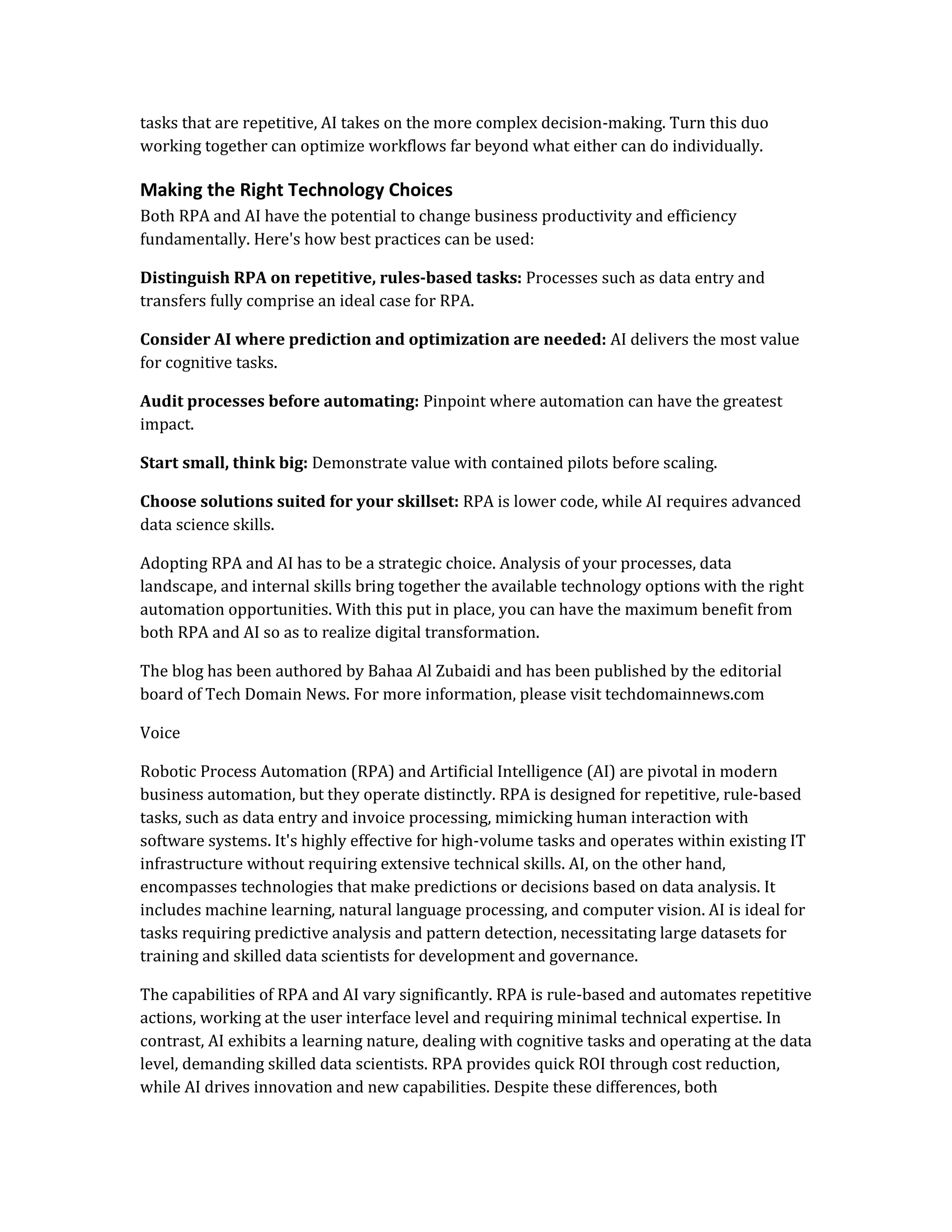 Key Differences Between RPA and AI | DOCX