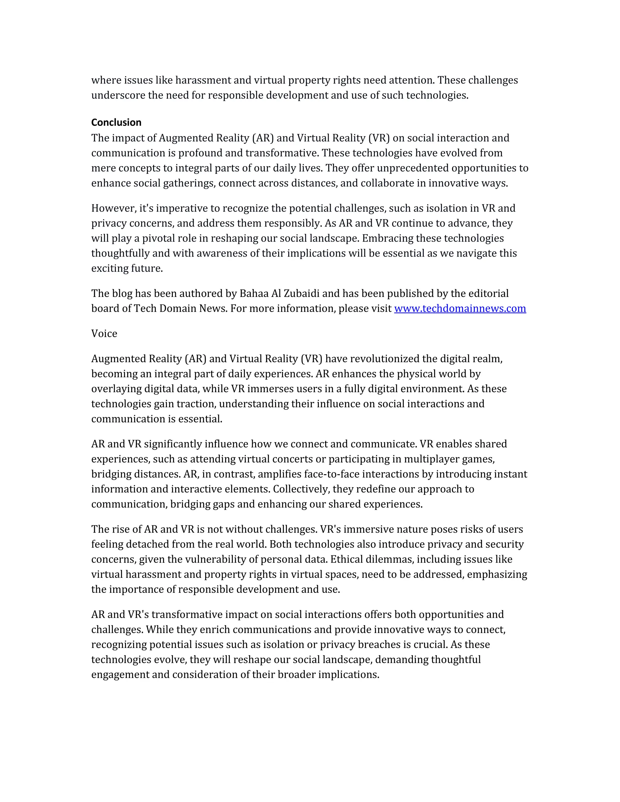 Impact of AR & VR on Social Interactions | PDF