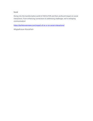 Impact of AR & VR on Social Interactions | PDF