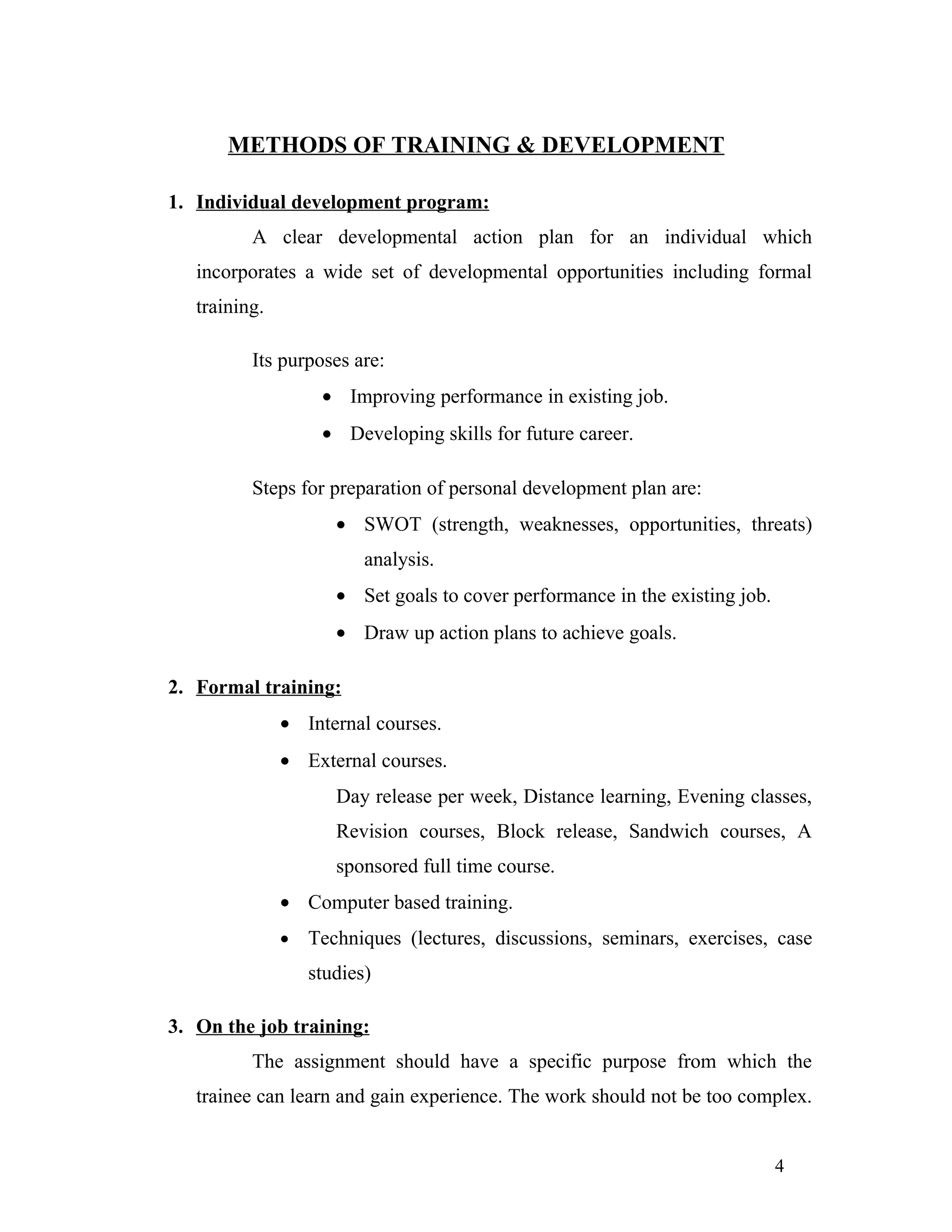 T&D Training & Development Assignment By Mmh | DOC