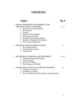 T&D Training & Development Assignment By Mmh | DOC