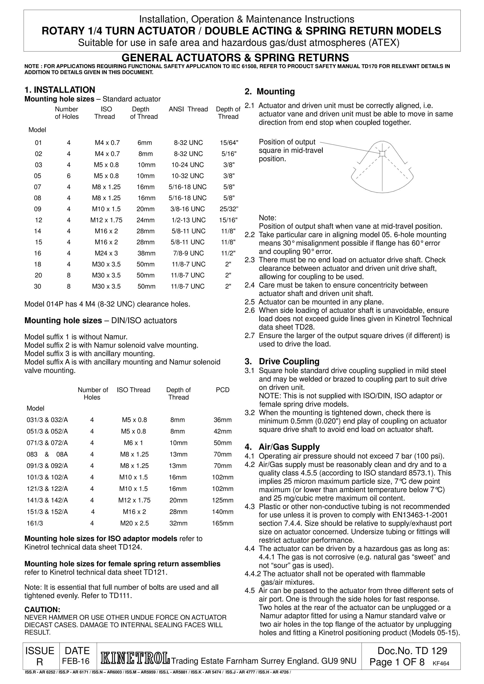 Installation, Operation & Maintenance Instructions for Kinetrol Rotary ...