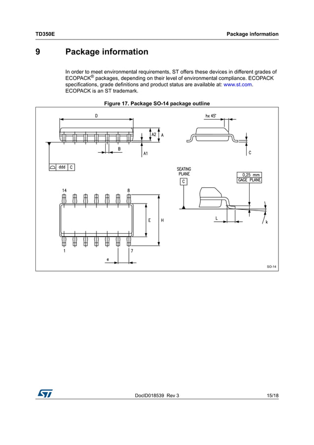 Original Advanced IGBT/Mosfet Driver TD350E 350E SOP-14 New ST Microelectronics | PDF