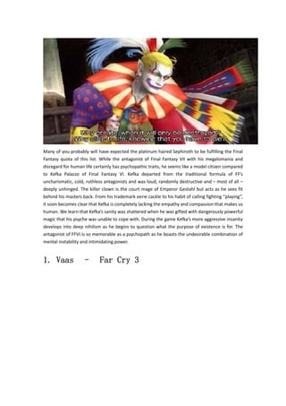 10 most deranged video game psychopaths www.gamebasin.com
