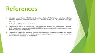 Comparison between The Rime of Ancient Mariner and Frankenstein | PPTX