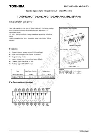 Original Gate Driver IC TD62083APG 62083APG 62083 DIP-18 New Toshiba | PDF