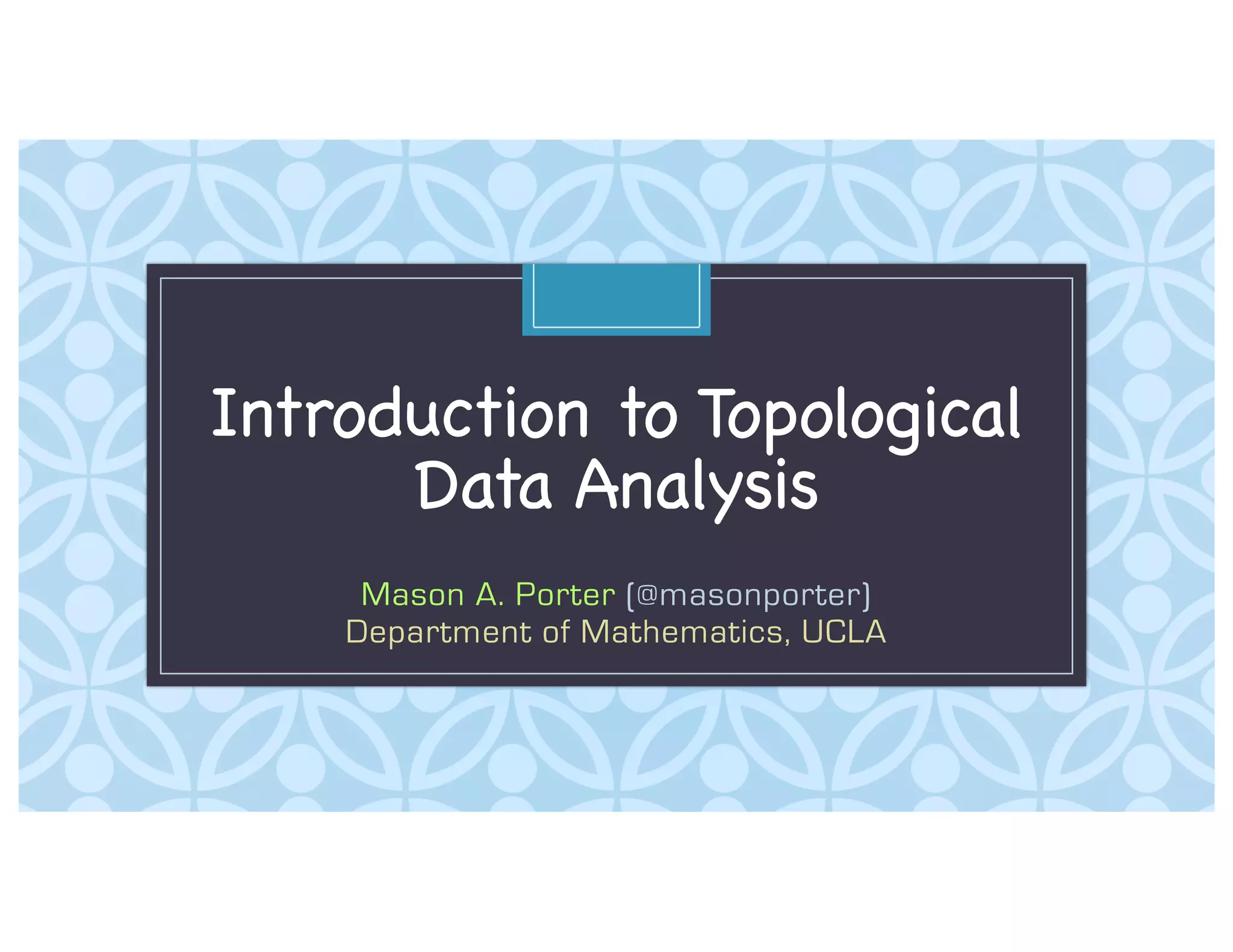 Introduction to Topological Data Analysis | PDF