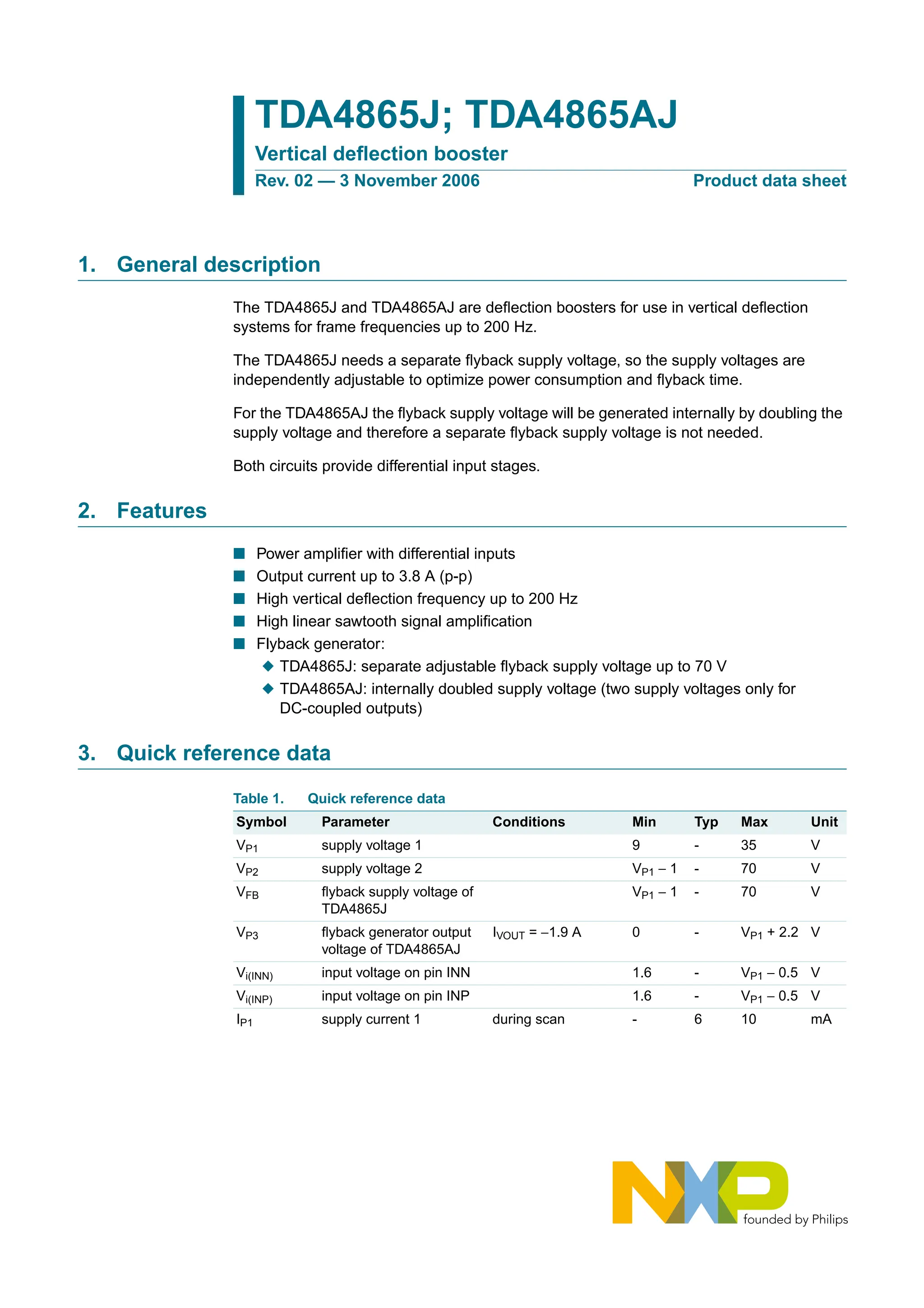TDA4865J integrated circuit control of vertical deflection circuits in ...