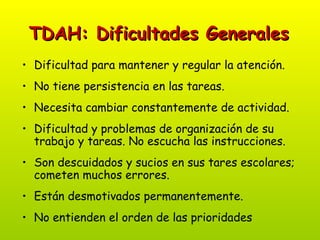 Tdah: Definición, Causas y Dificultades | PPT