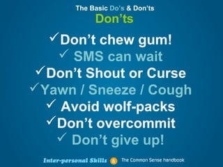 Interpersonal skills & the Common sense handbook | PPT