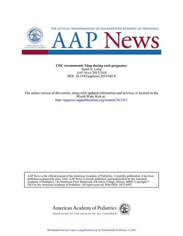 Tdap en embarazadas recomendaciones aap news-2013-long-8 | PDF