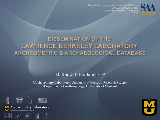 Dissemination of the Lawrence Berkeley Laboratory Archaeometric ...