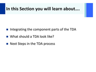 TDA/SAP Methodology Training Course Module 2 Section 9 | PPTX