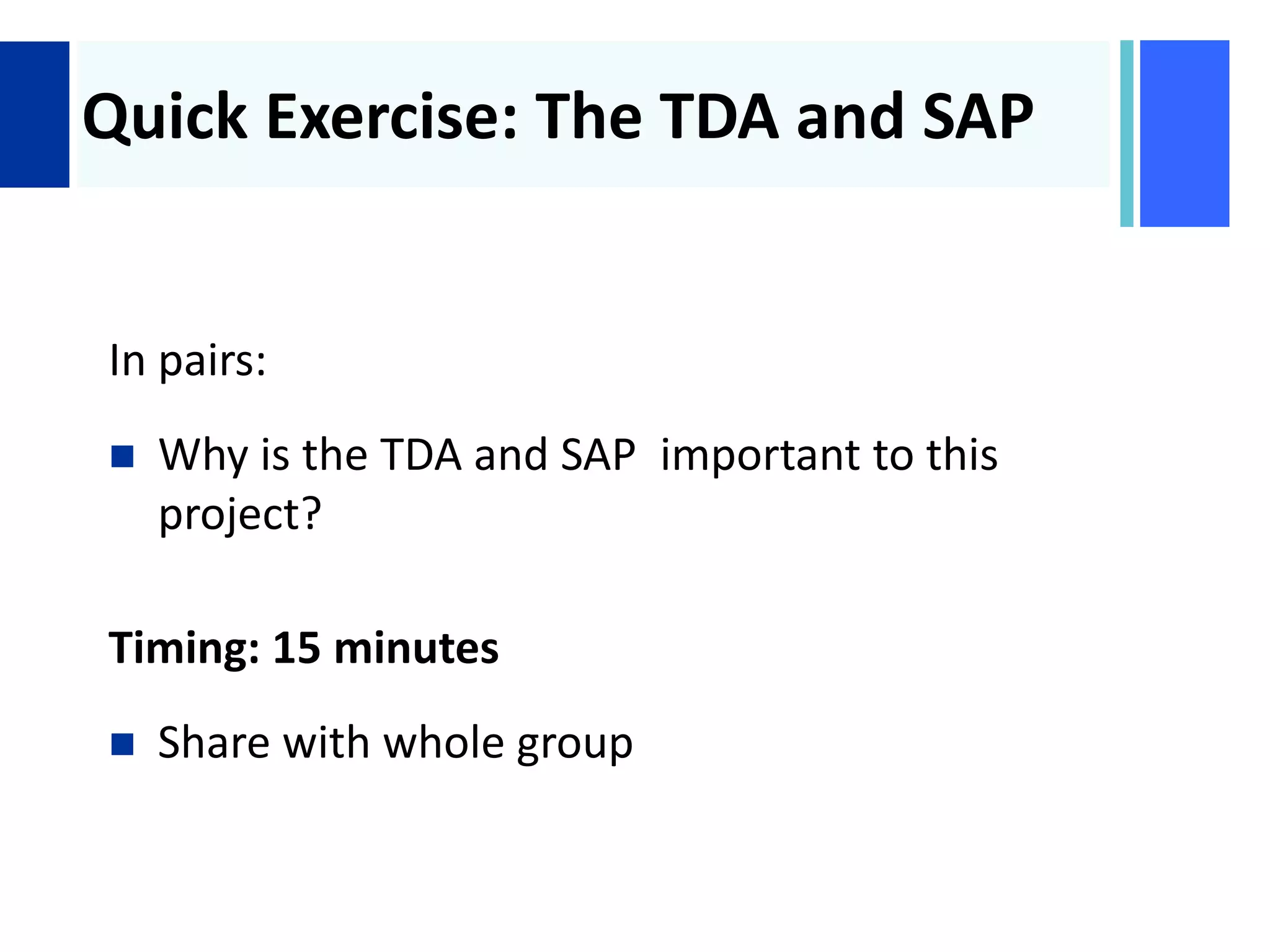 TDA/SAP Methodology Training Course Presentation Introduction | PPT