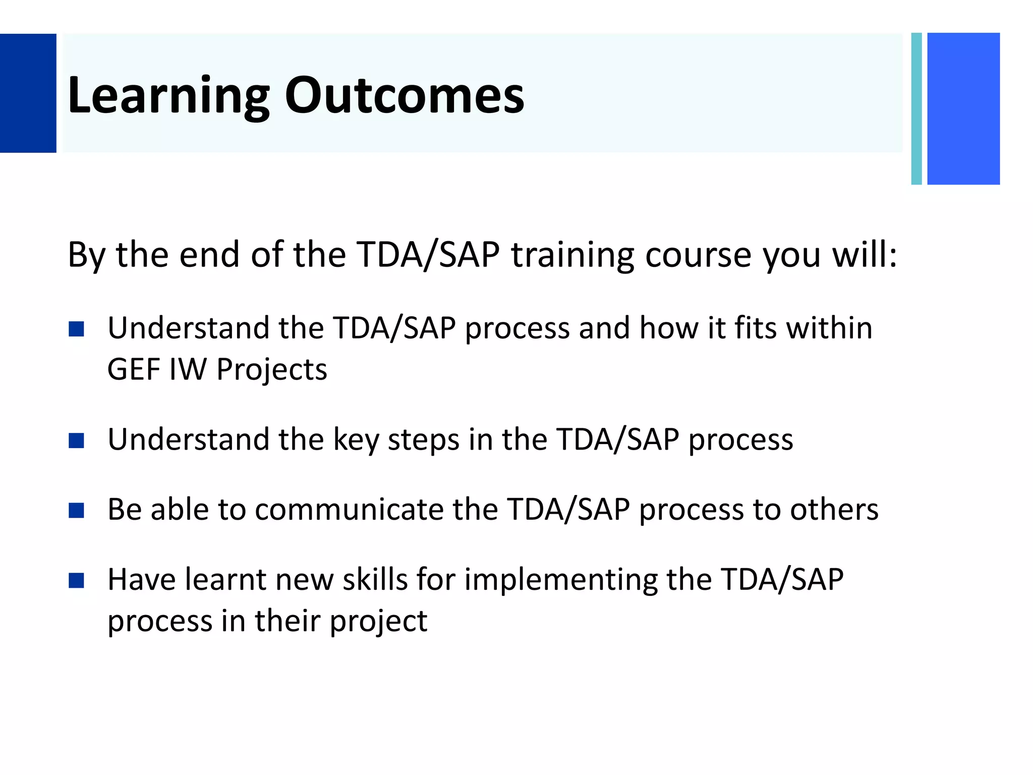 TDA/SAP Methodology Training Course Presentation Introduction | PPT