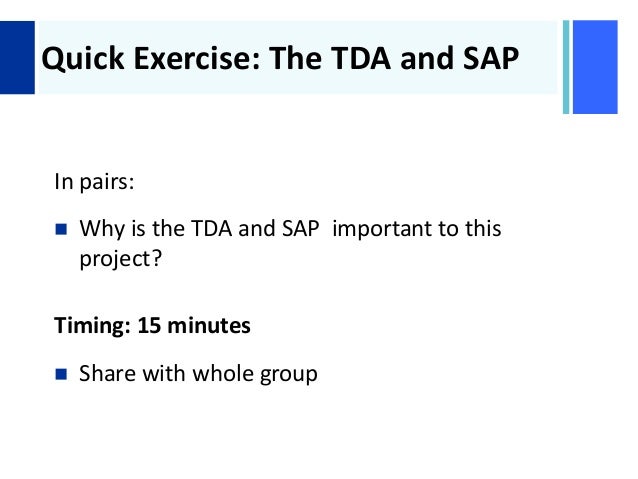 TDA/SAP Methodology Training Course Presentation Introduction