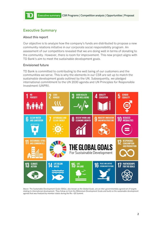 TD Bank CSR Proposal | PDF