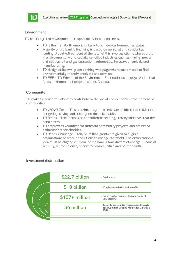 TD Bank CSR Proposal | PDF