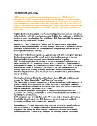 Td Banknorth Case Study | DOC | Business Banking & Finance | Business