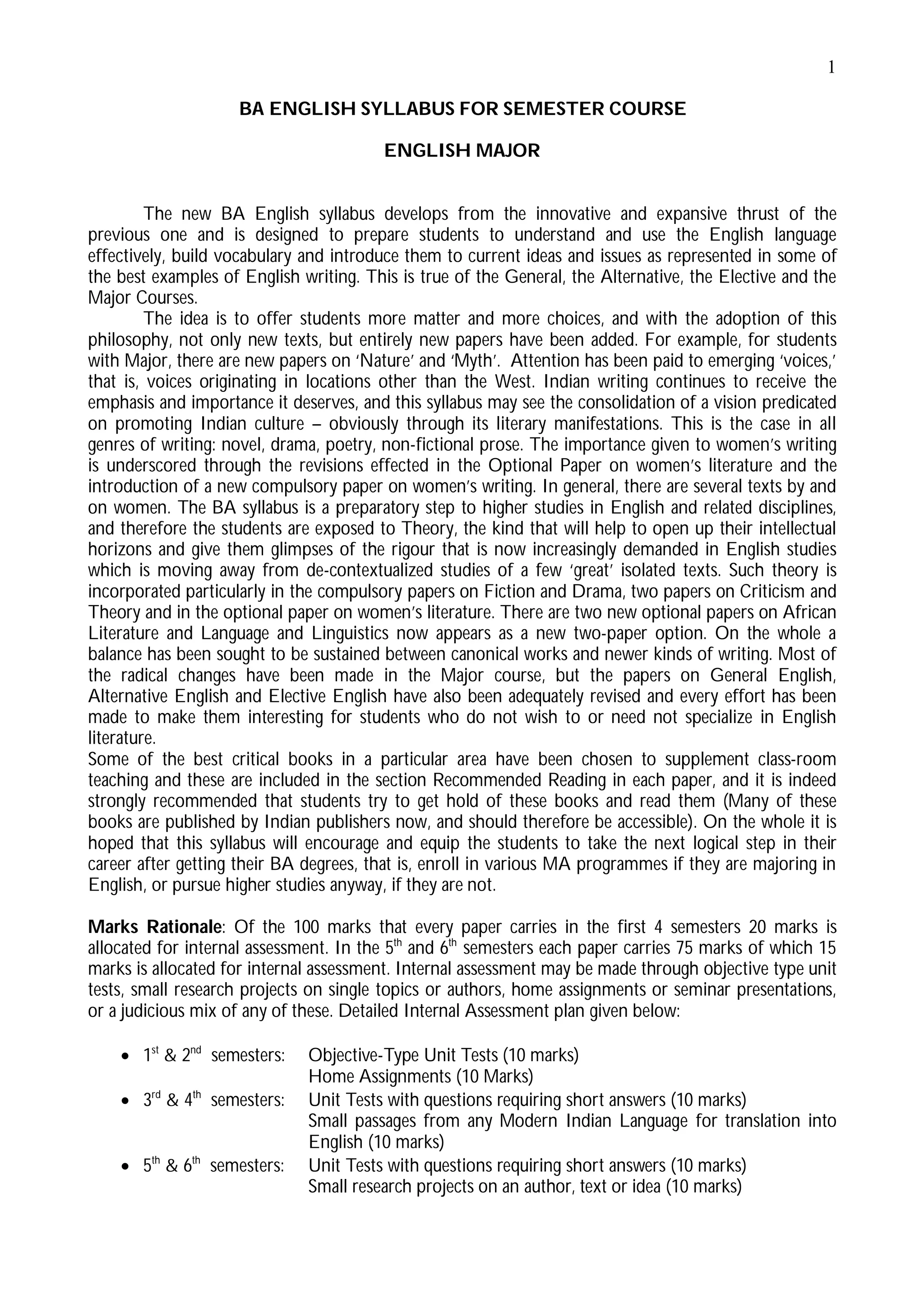 Tdc english (major)syllabus FU | PDF