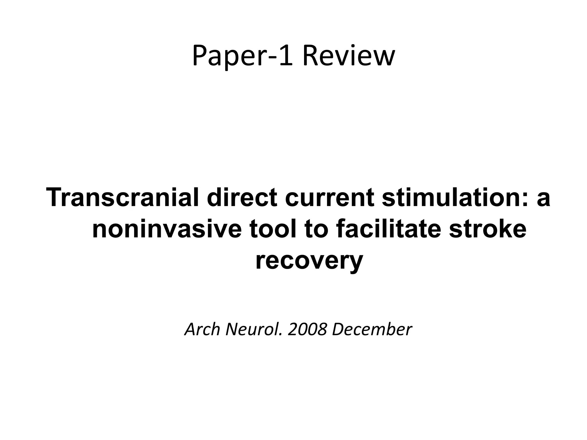 tDCS in stroke rehabilitation | PPTX