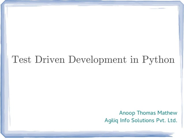 Test Driven Development in Python | PDF