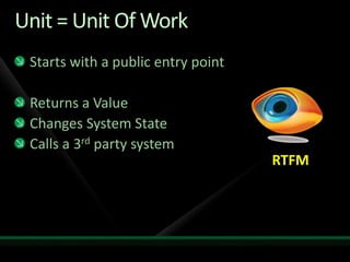 Roy Osherove TDD From Scratch | PPT