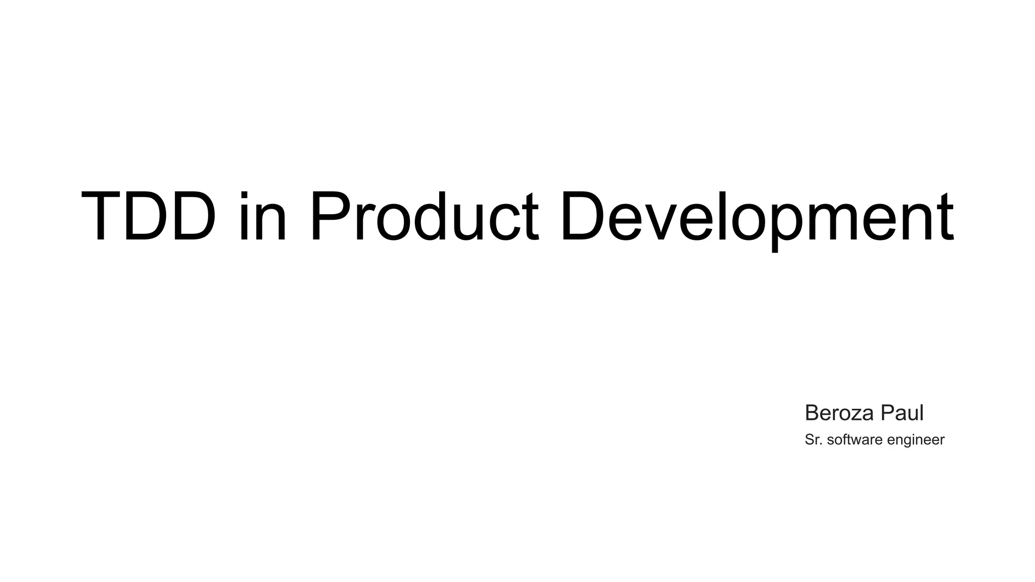 Test Driven Development Tdd In Product Developmentpdf Free Download