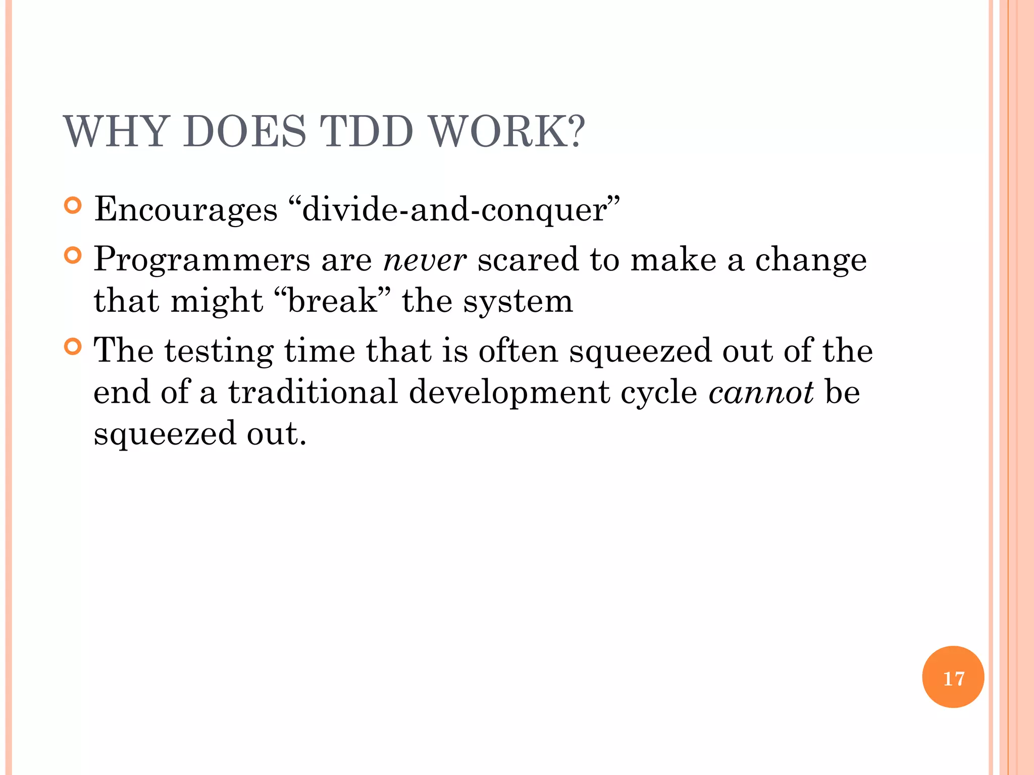 TDD (Test Driven Design) | PPT | Web Development | Internet