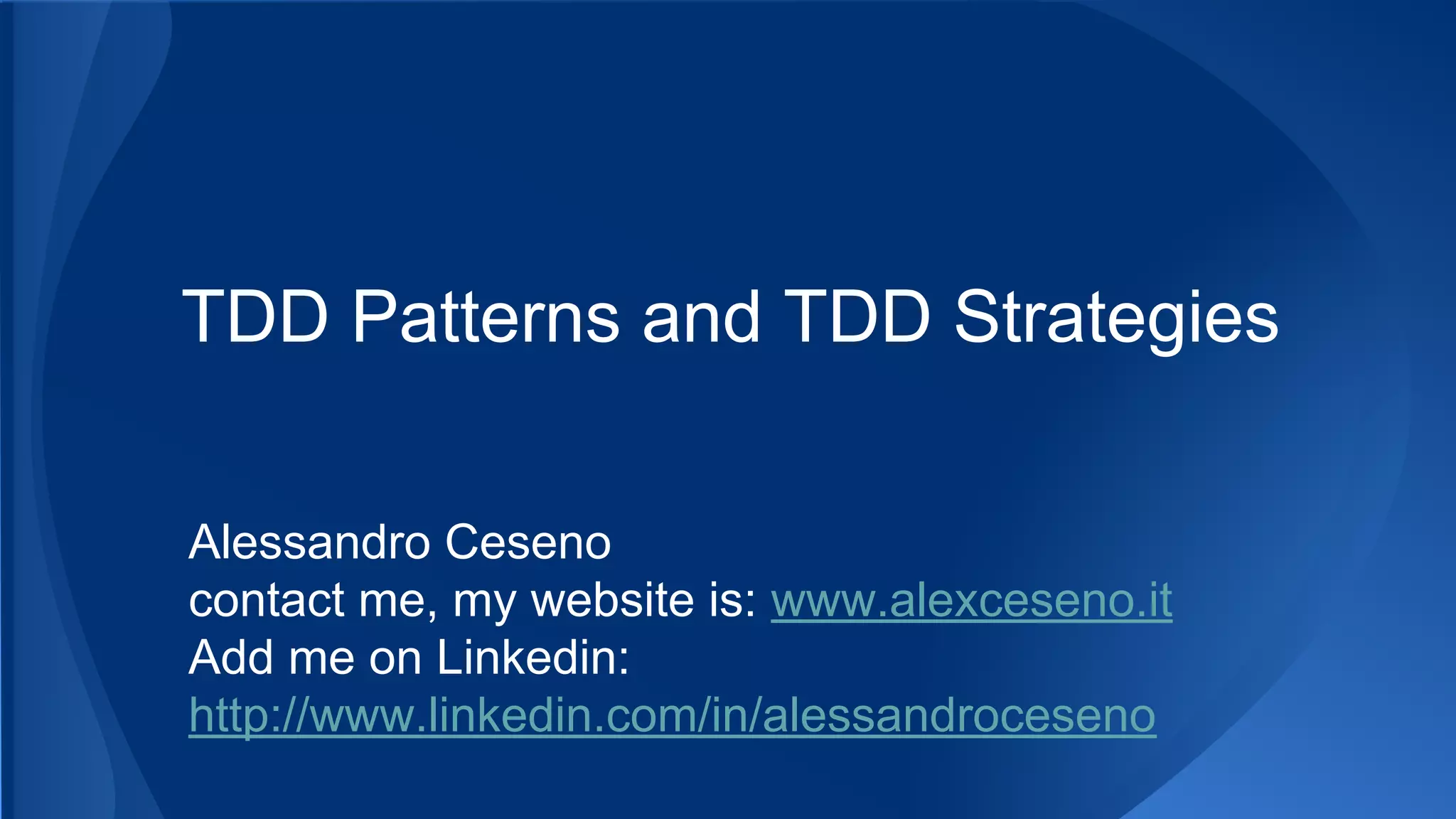 TDD patterns and TDD strategies | PDF
