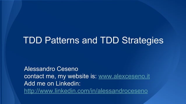 TDD patterns and TDD strategies | PDF