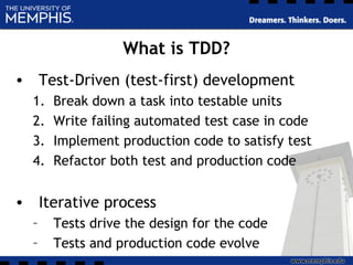 Test-Driven Development in the Corporate Workplace | PPT